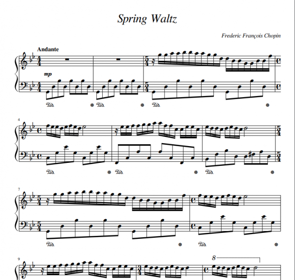 Chopin - spring waltz | گالری پیانو نوا | دانلود انواع نت پیانو در سایت ...